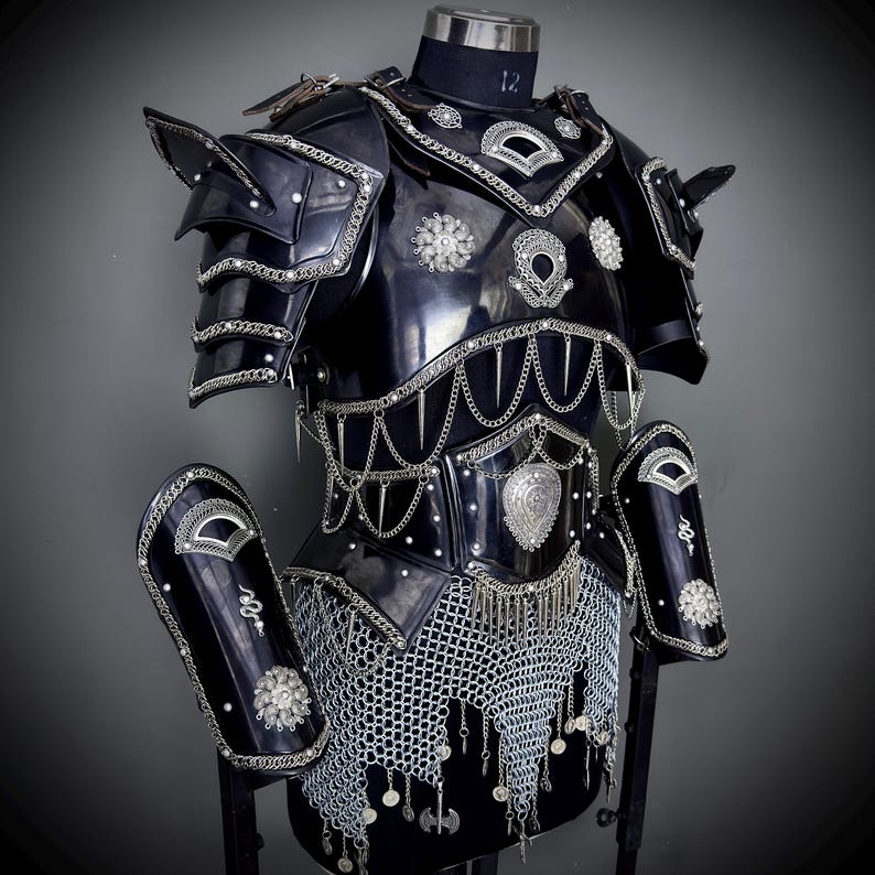 Handmade Black Steel Knight Armor Set | Medieval Armor With Chainmail ...