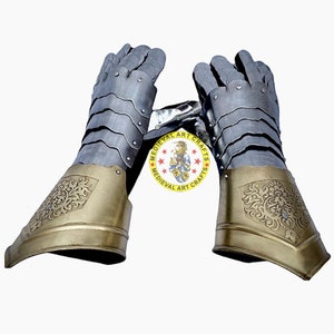 Medieval Knight Gauntlet Armor, Etching Work Gloves, Sca, Cosplay, Larp ...