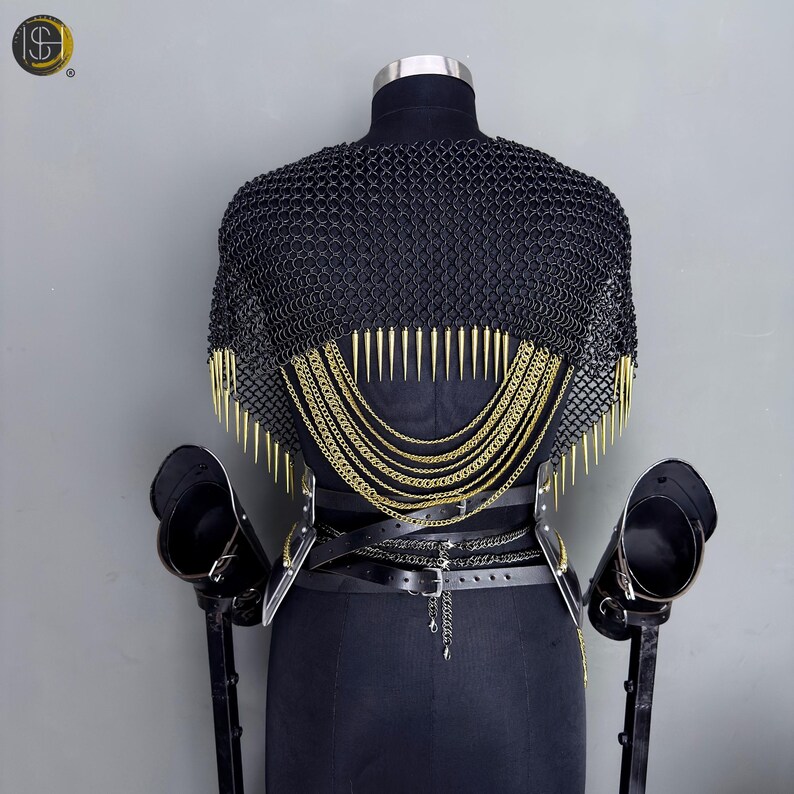 Black Gold Chainmail Armor Set, Medieval Warrior Costume, Steel LARP ...