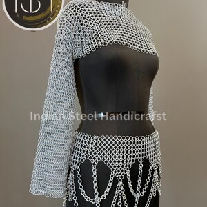 Chainmail Silver Long Sleeves, Chainmail Skirt, Handmade Loose Cropped ...