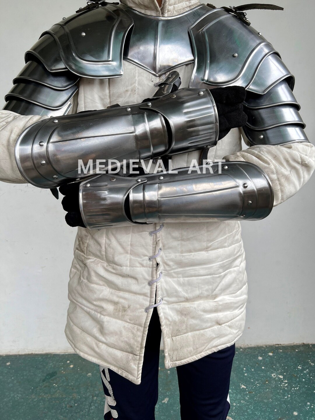 Medieval Knight Gorget Pauldron Armor Bracers & Leg Armor, Larp Armor ...