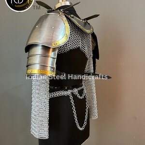 Medieval Hussar Gorget Pouldron Armor ,chainmail Armor, Larp Armor ...