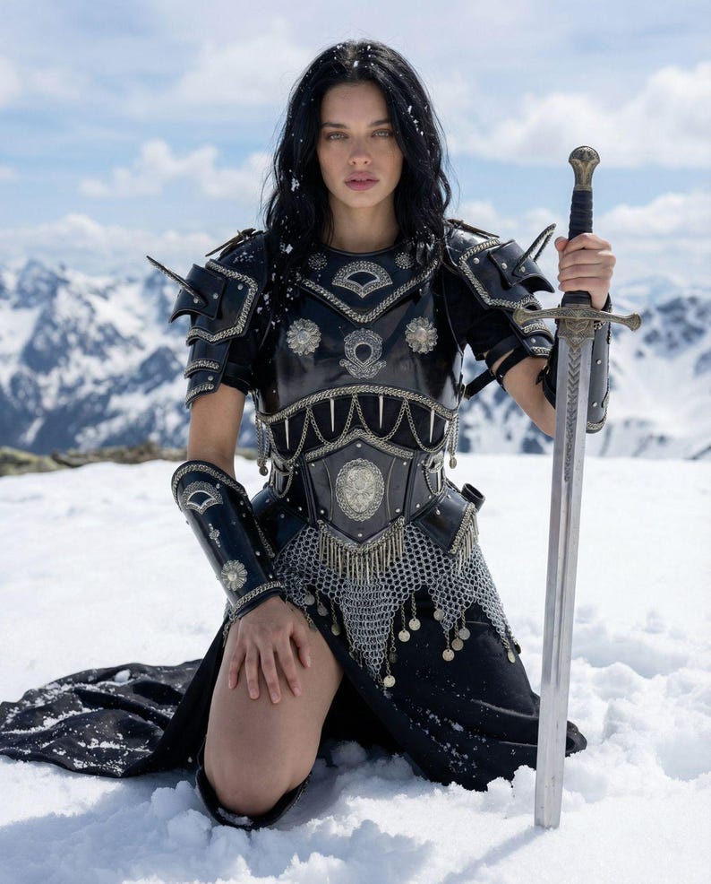 Handmade Black Steel Knight Armor Set | Medieval Armor With Chainmail ...