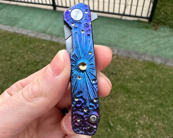 Starry Night Titanium Folding Scalpel. Mens. Gift. Husband. Anniversary ...