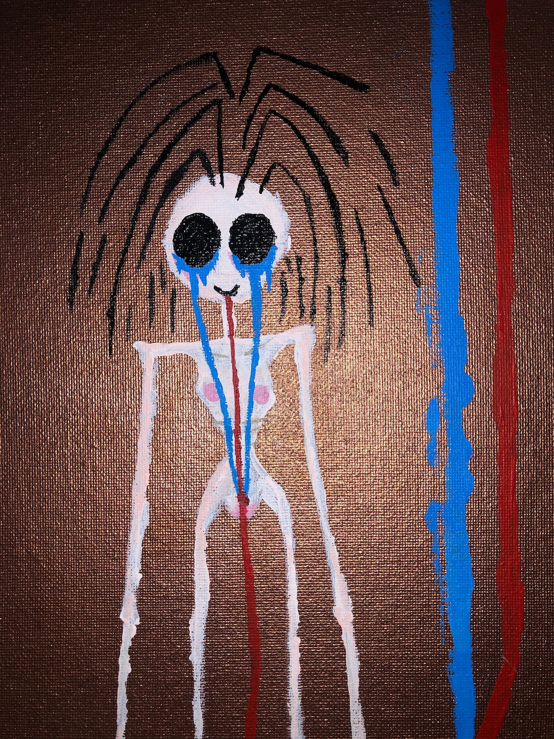Original Creepy Painting, Creepy Painting, Acrylic on Canvas, Flat ...