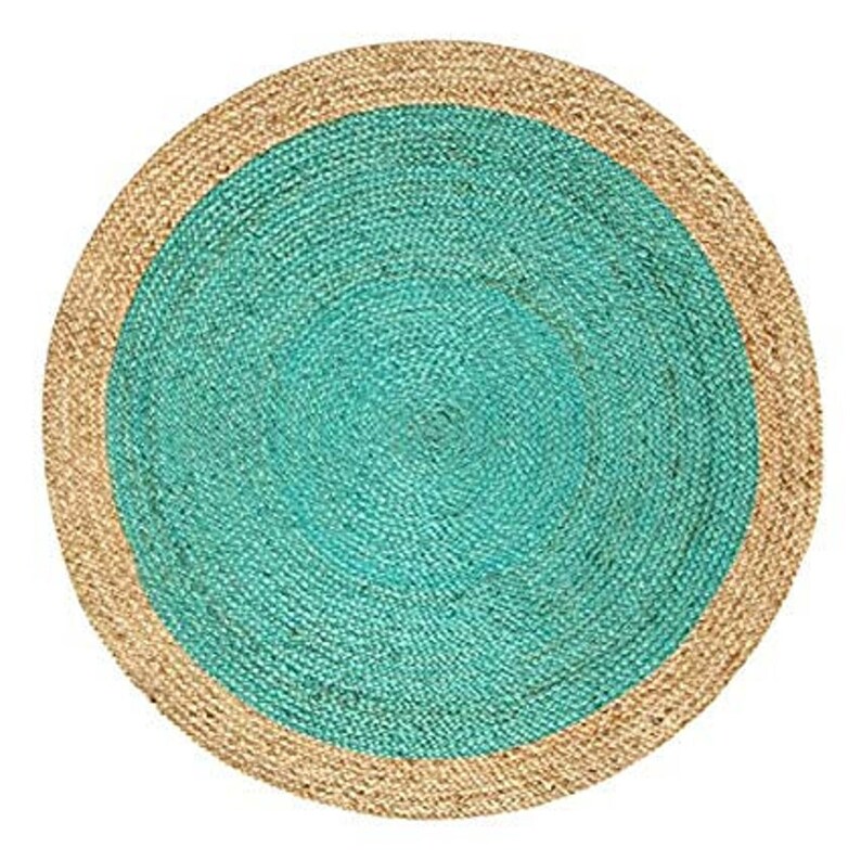 Cotton Jute Round Rugs With Border Indian Handmade & Purely - Etsy