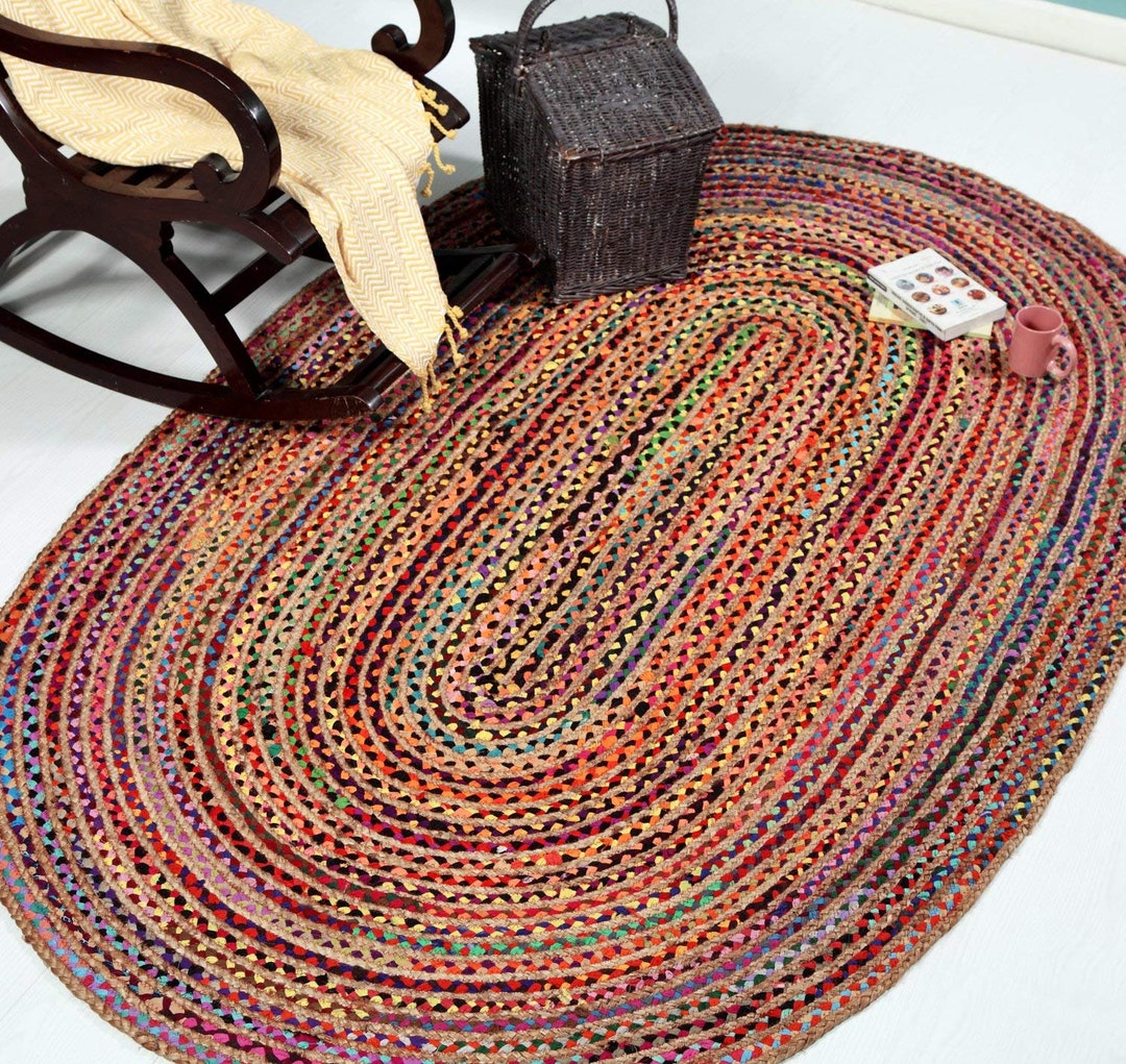 Multi-color Cotton Chindi Rugs Indian Handmade Jute & Cotton - Etsy