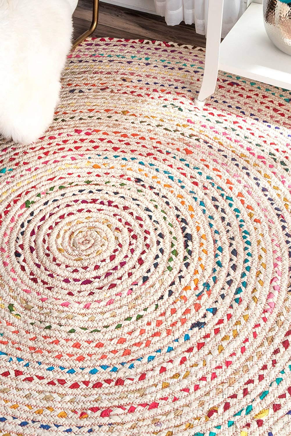 Christmas Gift multi-color Cotton Round Rugs With White Base - Etsy