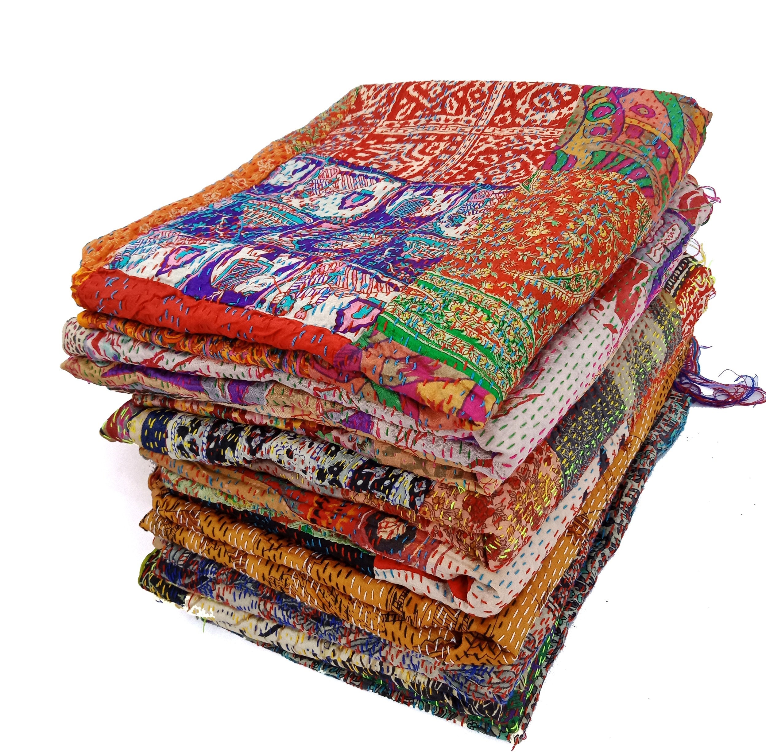 Vintage Kantha Quilt Lot: 30 Handmade Embroidered Cotton Throws - Etsy