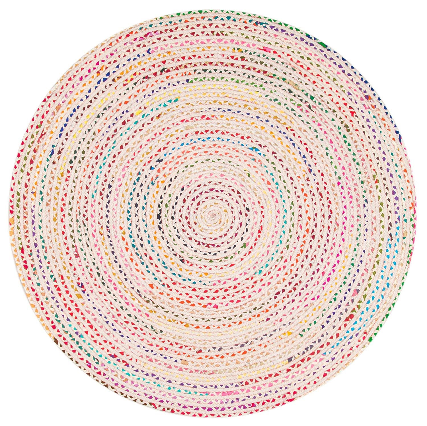 Christmas Gift multi-color Cotton Round Rugs With White Base - Etsy