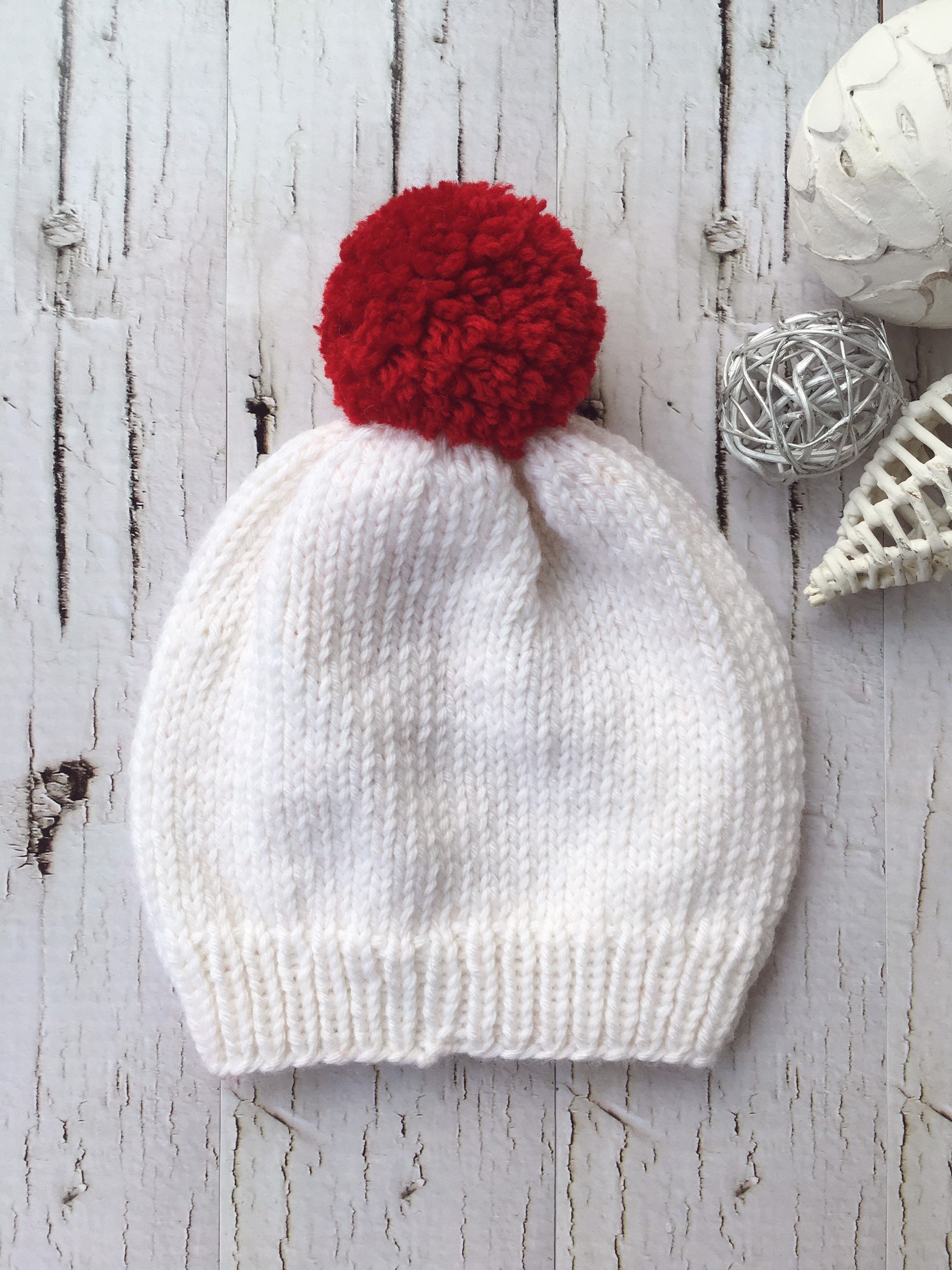 Red Heart Beanie, Heart Winter Hat, Kids Knitted Hat, White and Red Hat ...
