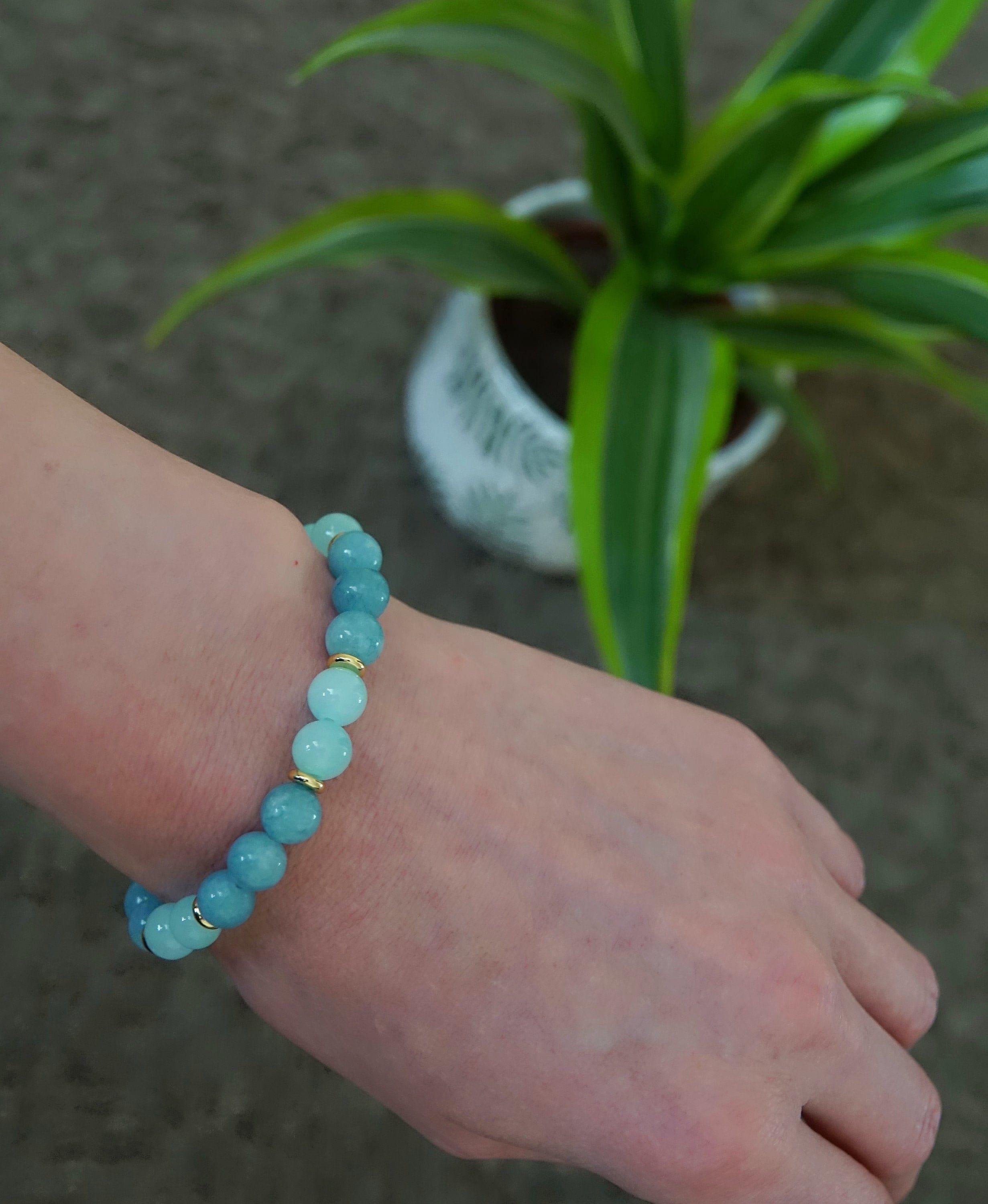 SALE Natural 8mm Ice Blue Persian Jade & Blue Aquamarine - Etsy UK