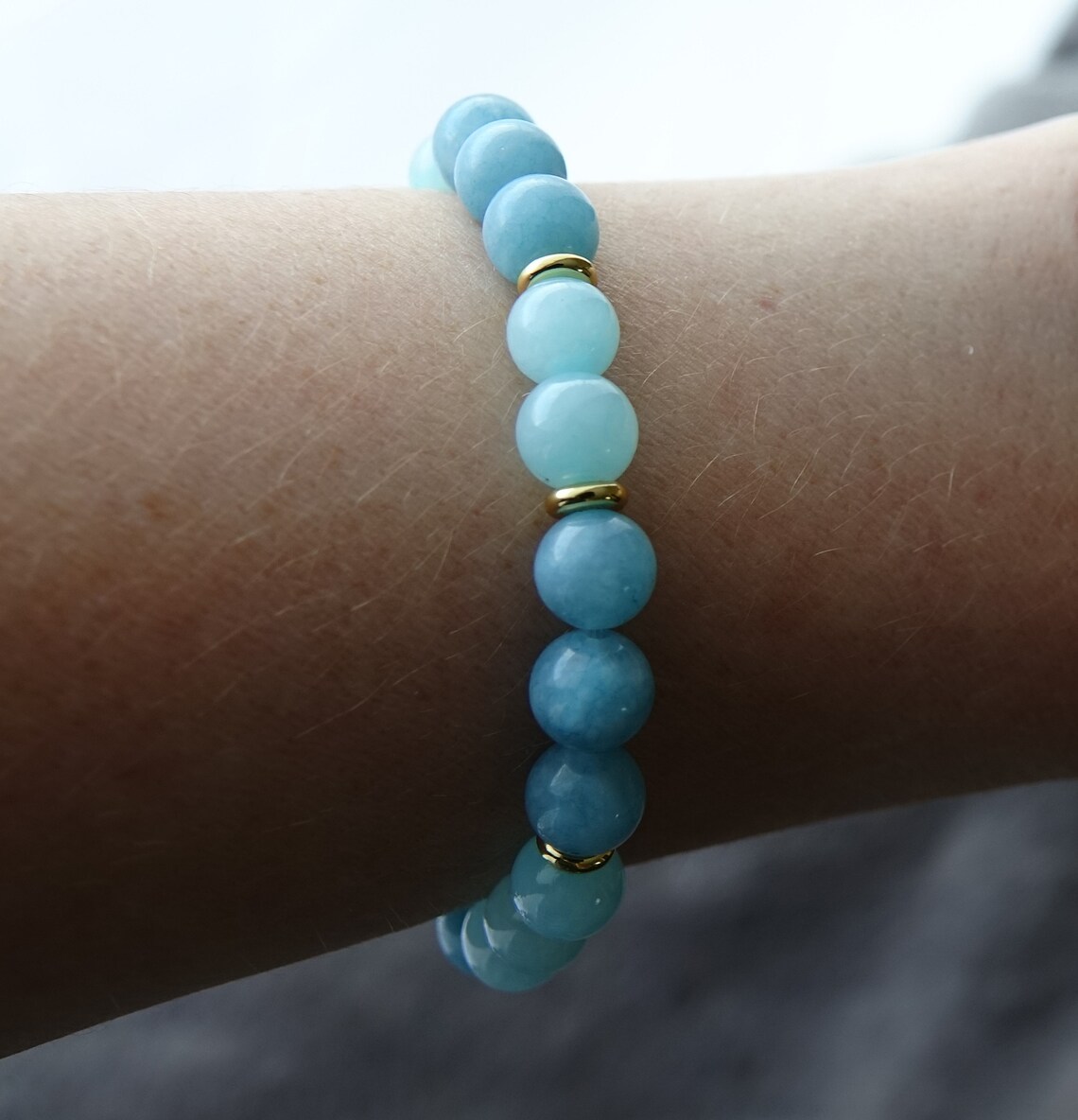 SALE Natural 8mm Ice Blue Persian Jade & Blue Aquamarine - Etsy UK