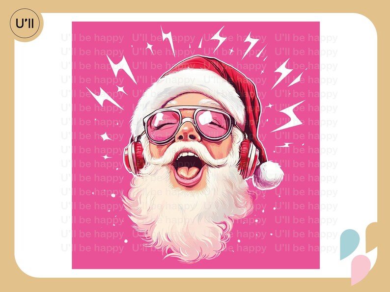 Funky Santa Claus With Headphones | Cool Christmas Art Inspired by ...