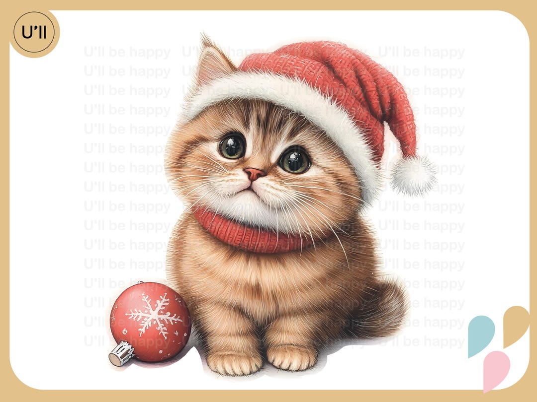 Adorable Christmas Cat Digital Clipart Bundle –4 Festive Kitten ...