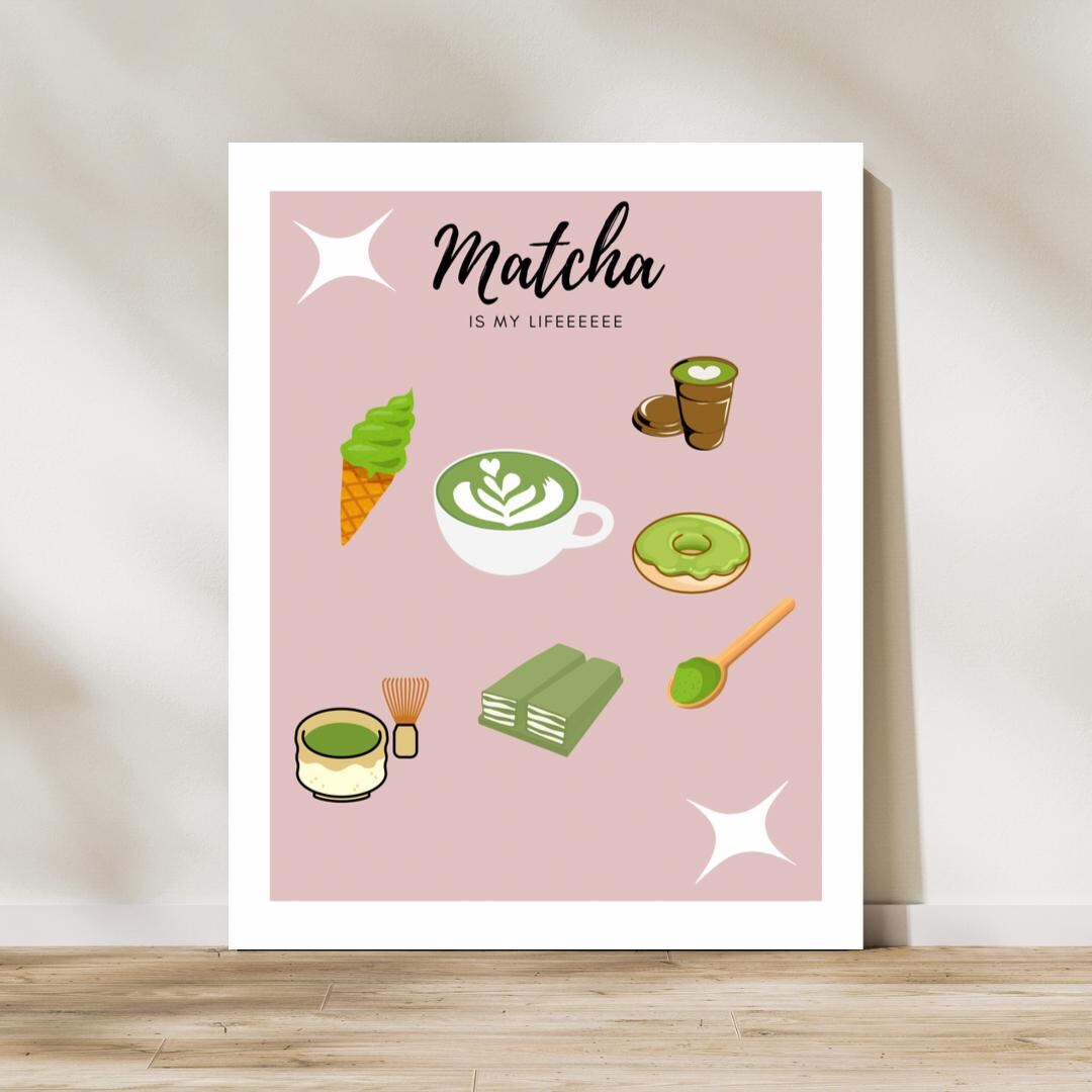 Fun Matcha Wall Art , Matcha Art Print , Matcha Latte, Food Art Print ...