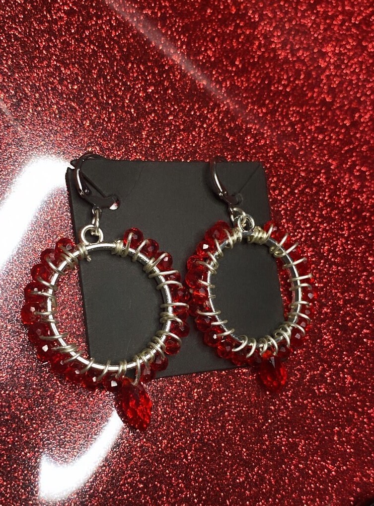 Red Hoop Earrings, Round Earrings, Drop Earrings, Gifts Under 20, Cute ...