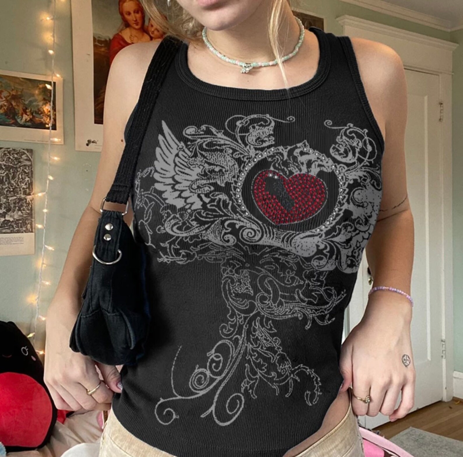 Y2k Cute 2000s Printed Crop Top Knitted Diamonds Kawaii Grunge - Etsy