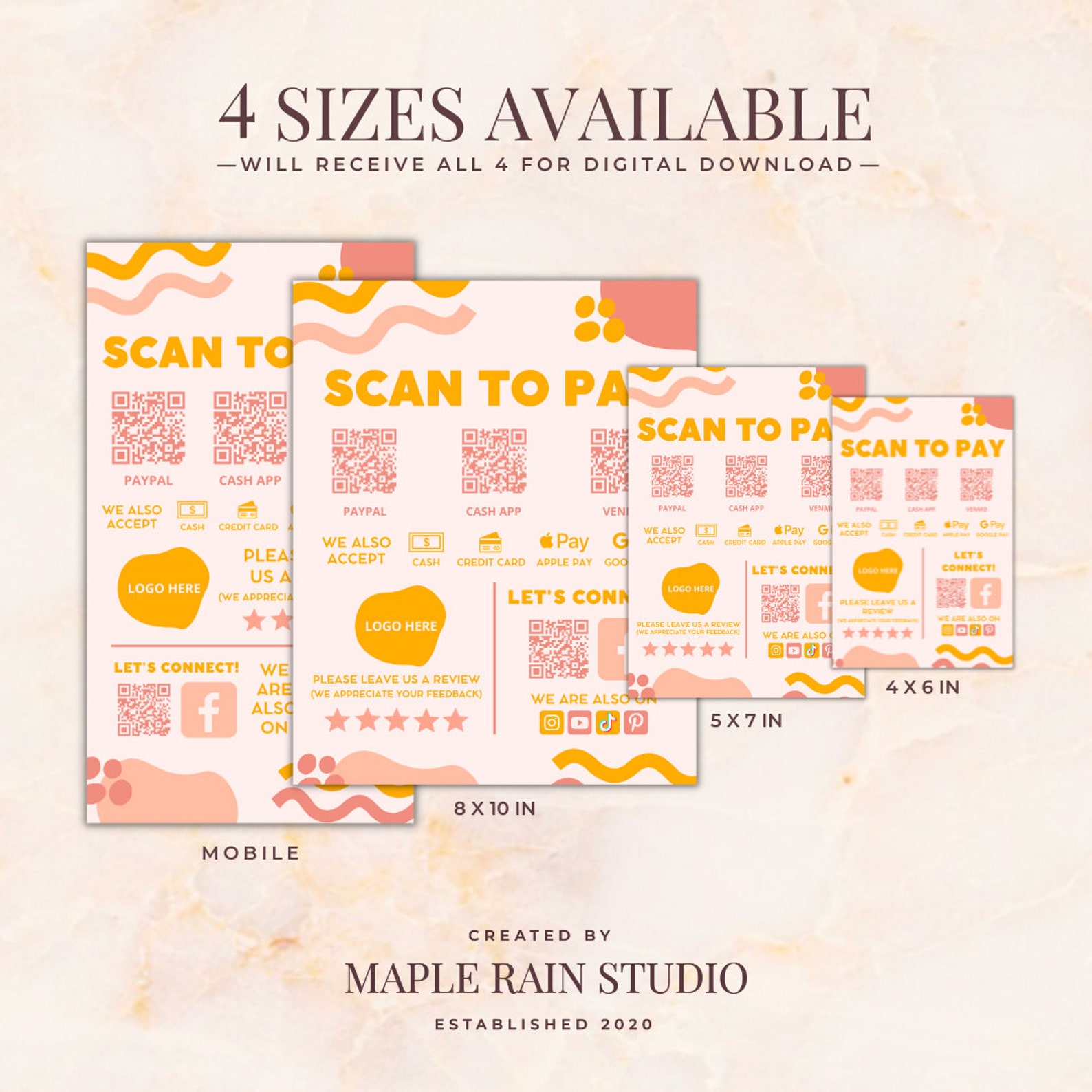 Scan to Pay Editable Template, Scan and Pay Sign, Printable QR Code ...