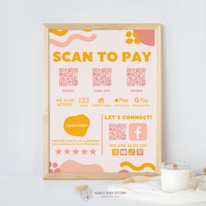 Scan to Pay Editable Template, Scan and Pay Sign, Printable QR Code ...