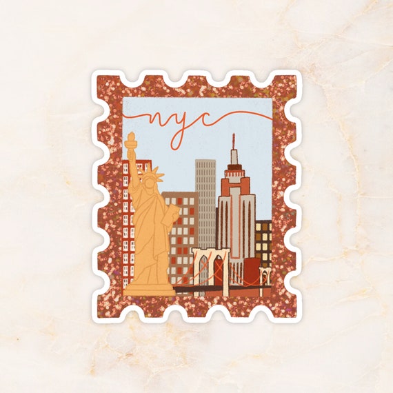 New York City Stamp Glitter Vinyl Sticker | Etsy