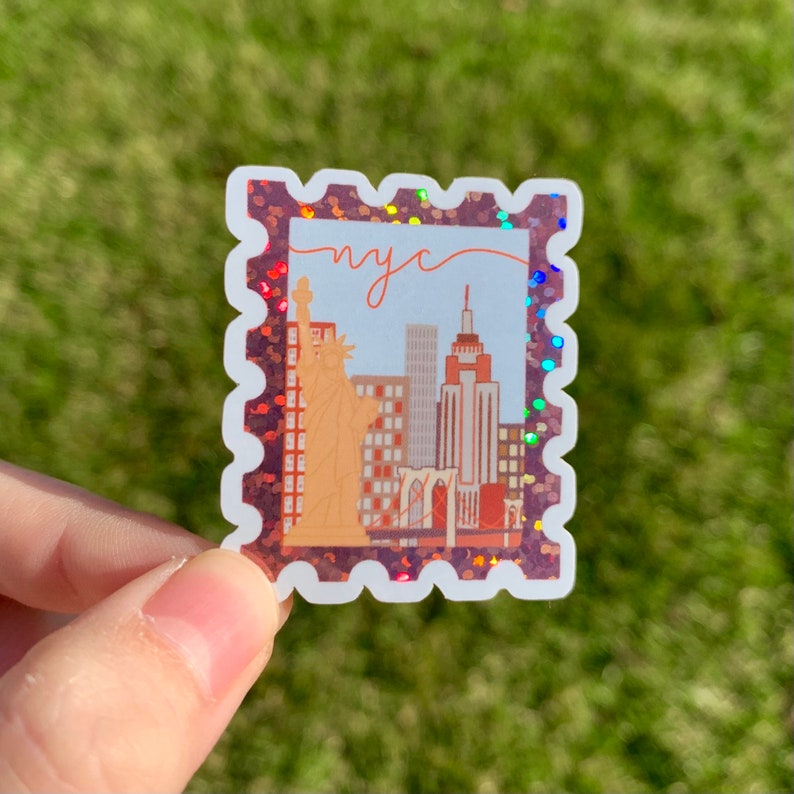 New York City Stamp Glitter Vinyl Sticker - Etsy