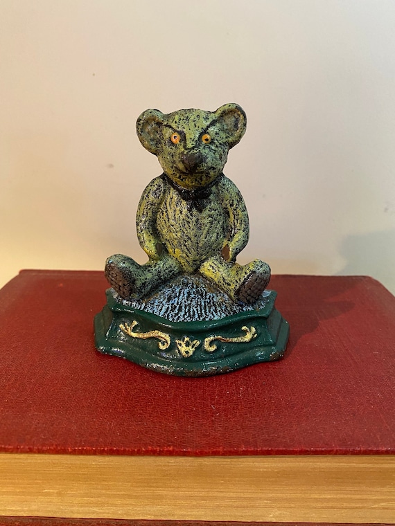 Vintage Small Teddy Bear Cast Iron Door Stop Gift for New - Etsy