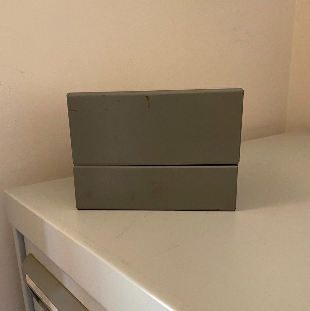 Vintage Industrial Metal Box, Office Decor, Metal Storage Box, Recipe ...