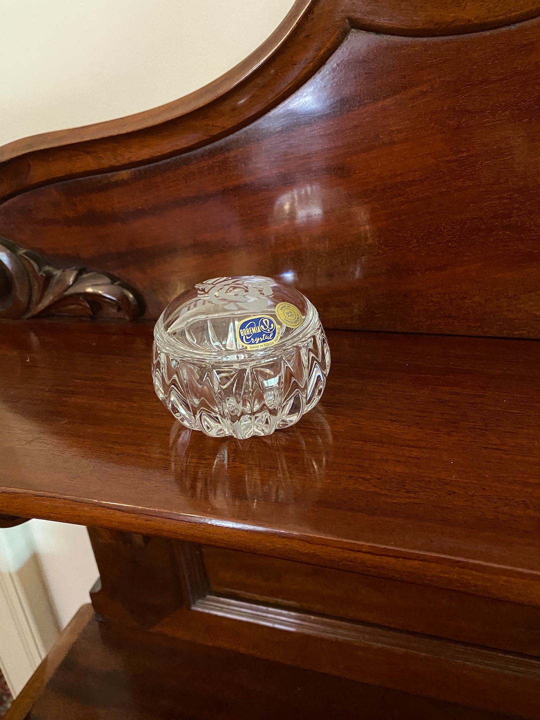 Vintage Bohemia Crystal Round Trinket Box With Lid, Christmas Gift ...