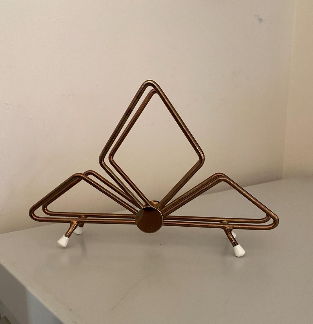 Vintage Copper Plate Metal Letter Holder, Desk Organiser, Retro, Art ...