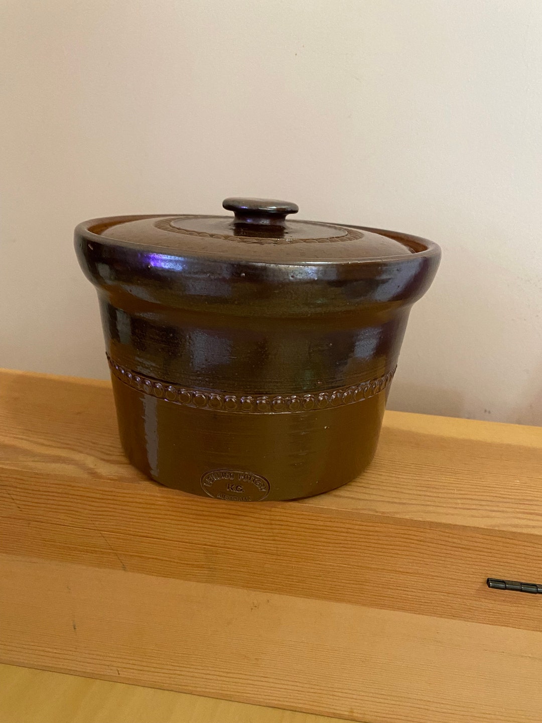 Vintage Australian Bendigo Pottery Pot With Lid, Rustic Stoneware ...