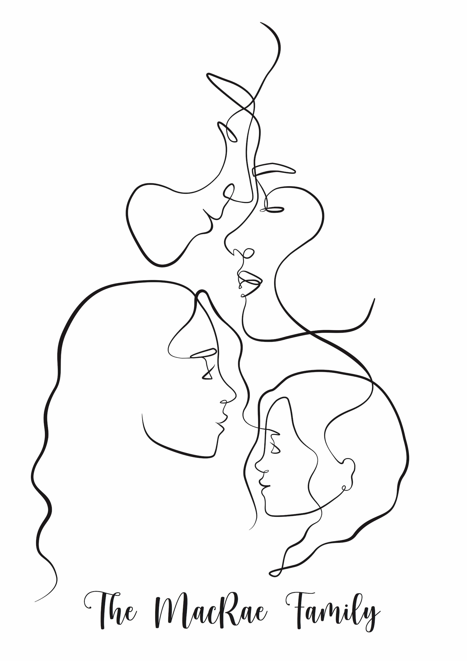 Family Line Art Portrait Custom Made Minimalist Wall Art | Etsy