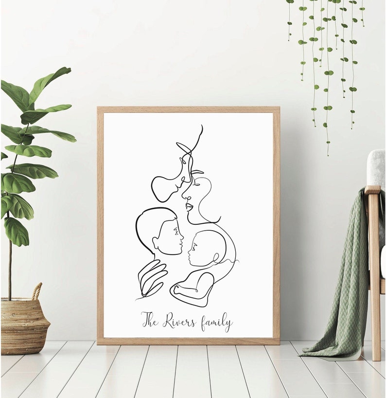 Family Line Art Portrait Custom Made Minimalist Wall Art - Etsy