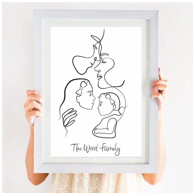 Family Line Art Portrait Custom Made Minimalist Wall Art | Etsy
