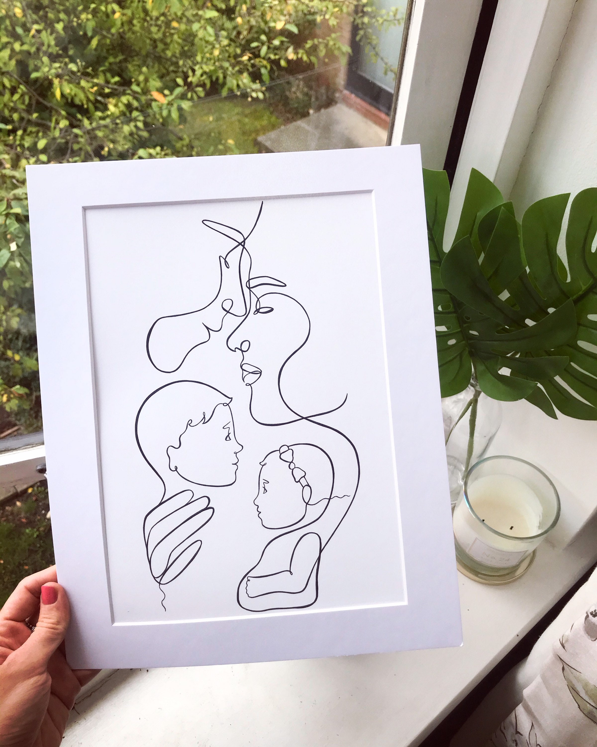 Family Line Art Portrait Custom Made Minimalist Wall Art | Etsy