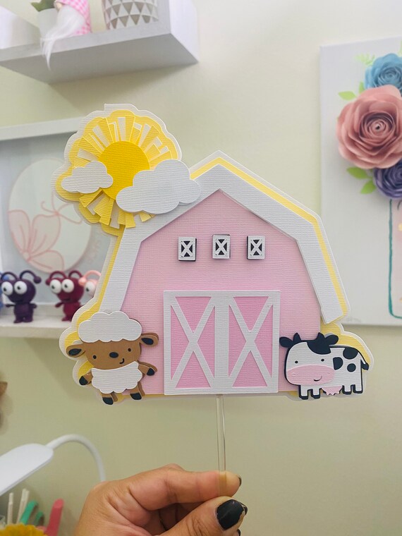 Pink Farm Cake Topper/ Barn Yard Cake Topper/farm Topper | Etsy