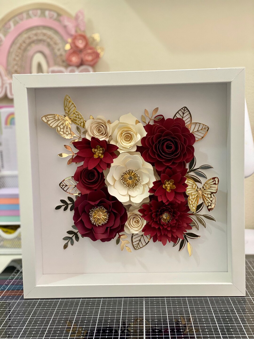 Paper Flowers Shadow Box, Shadow Box, Custom Shadow Box - Etsy Canada