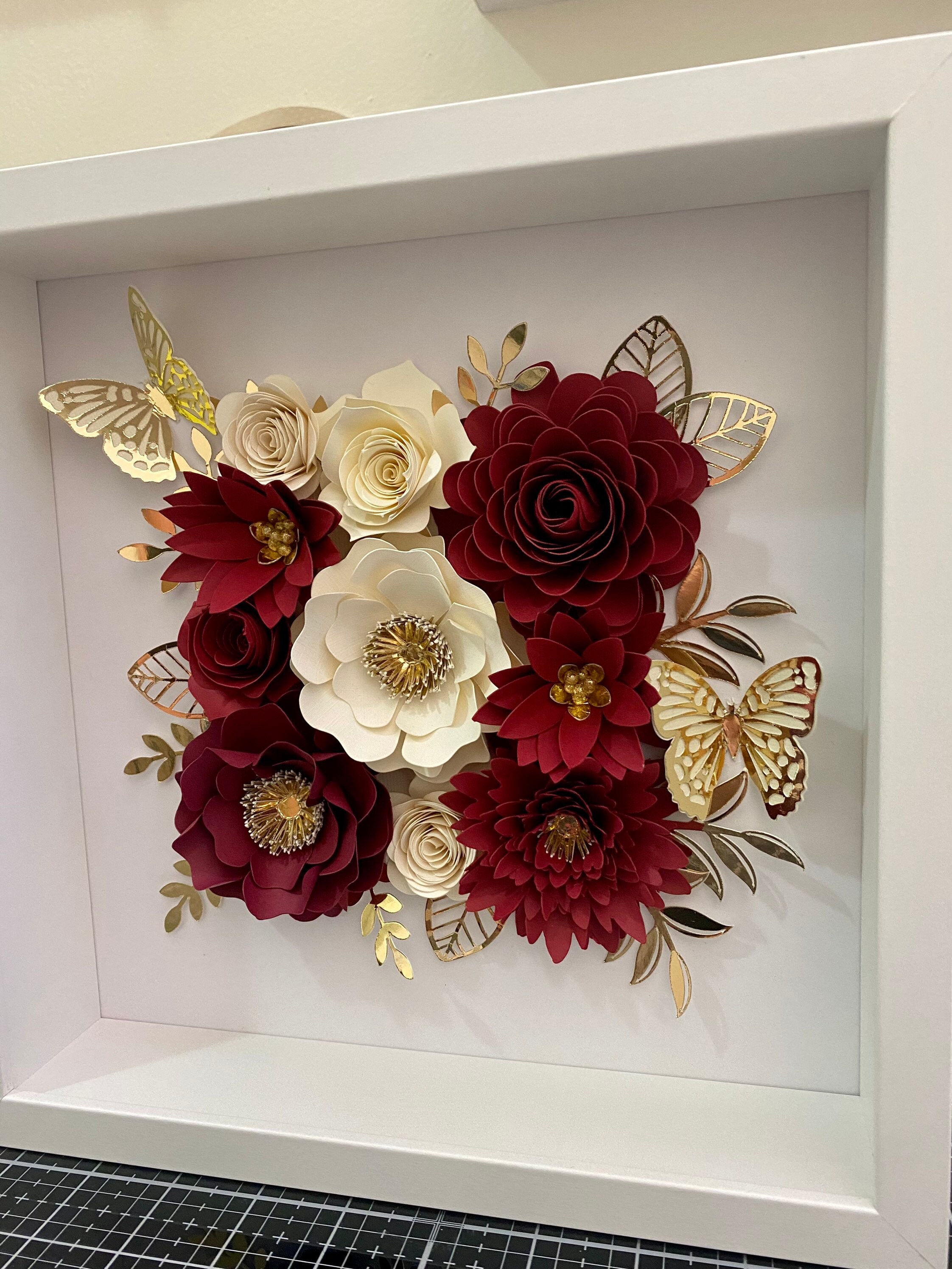 Paper Flowers Shadow Box Shadow Box Custom Shadow Box - Etsy Canada