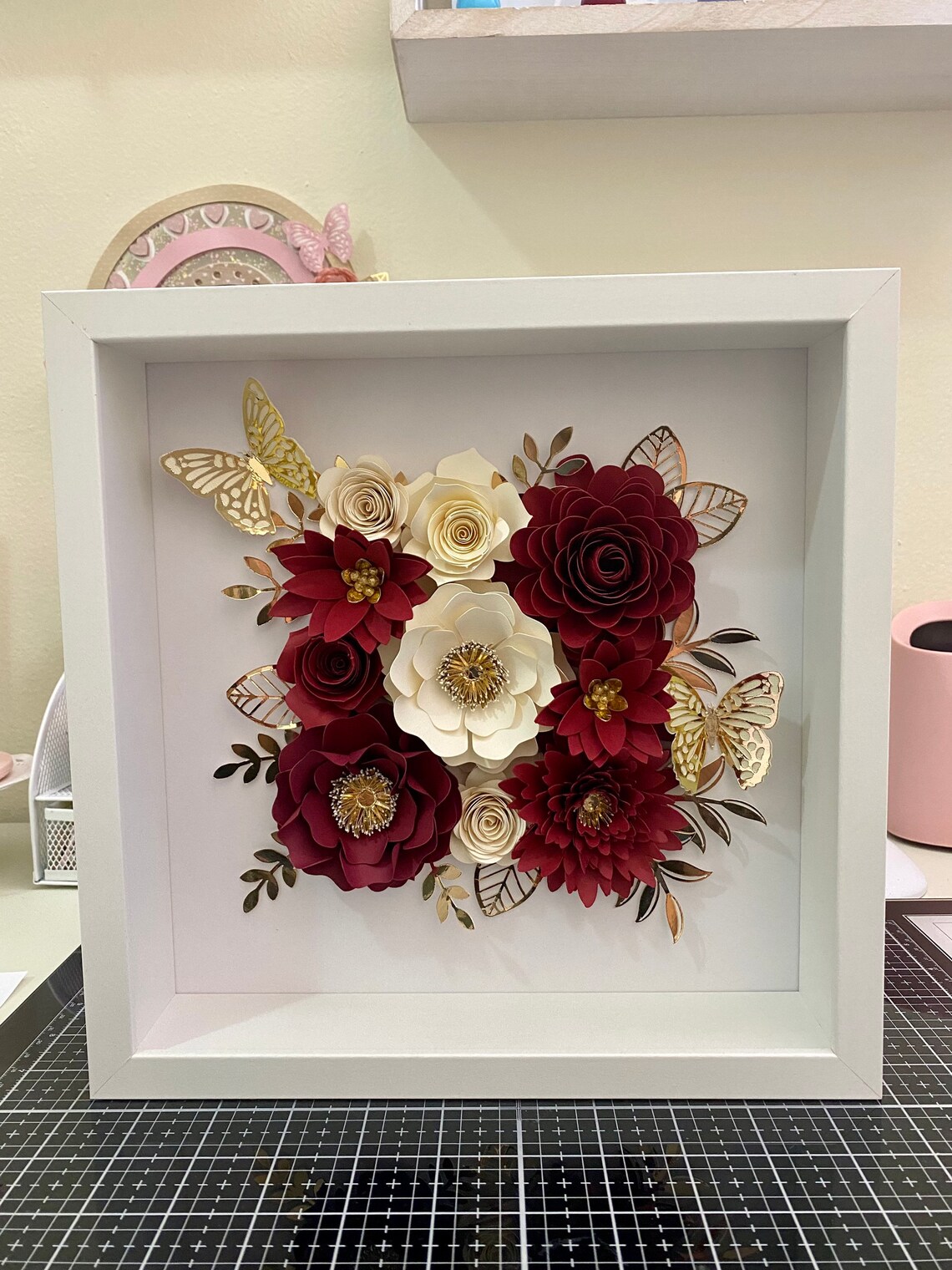 Paper Flowers Shadow Box Shadow Box Custom Shadow Box - Etsy Canada