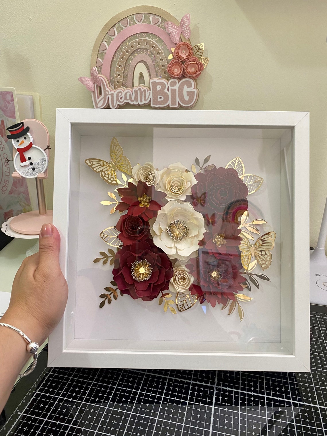 Paper Flowers Shadow Box Shadow Box Custom Shadow Box - Etsy Canada