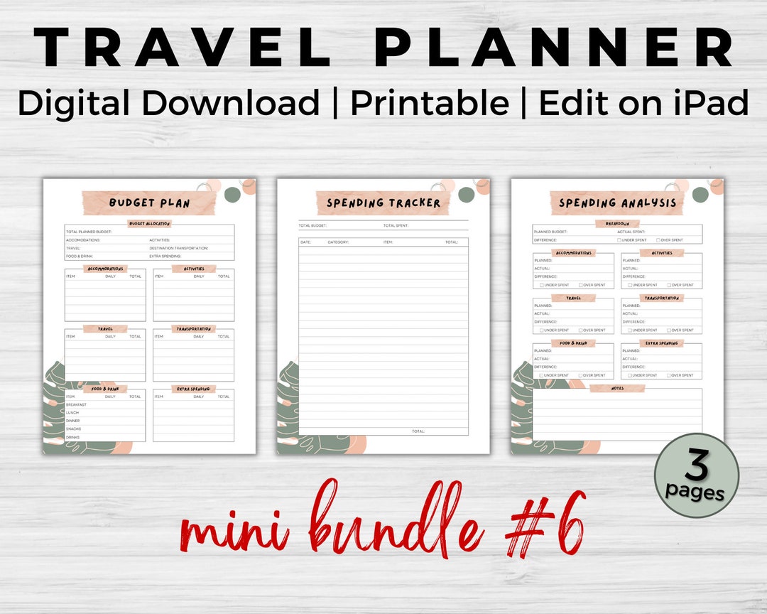 Travel Planner Budget Bundle - Digital Download | Printable | Edit on ...