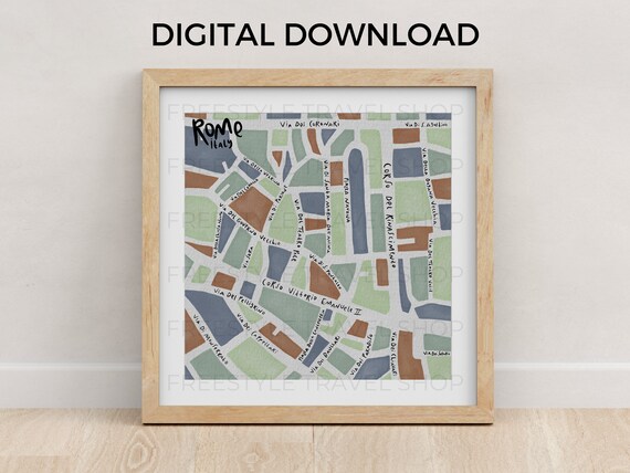 Rome Illustrated Map Art Print Poster Digital Download - Etsy