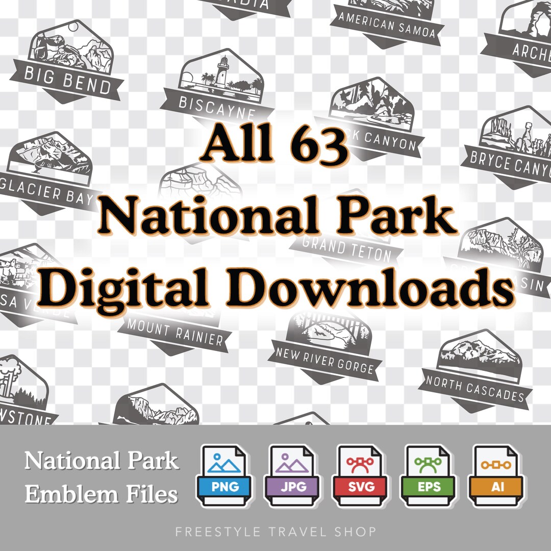 All 63 National Parks Bundle - Digital Download | SVG, PNG, AI, & More ...