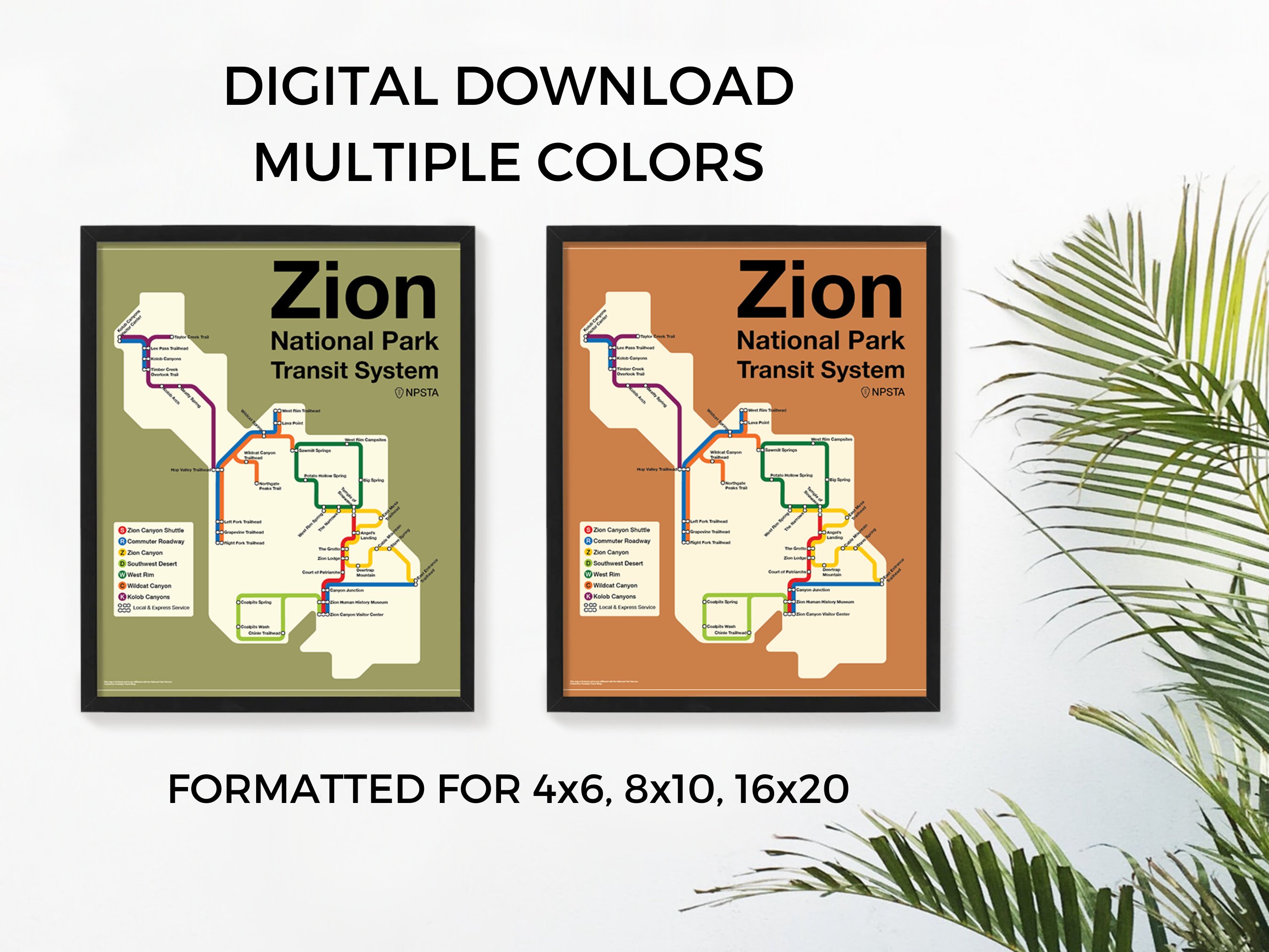 Zion Subway Map Art Print Poster Digital Download | Etsy