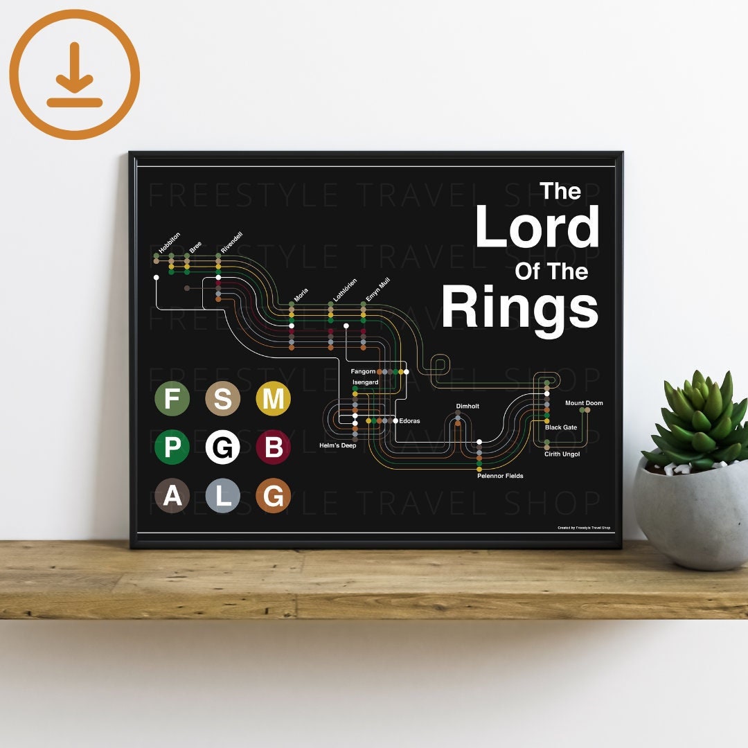 Lord of the Rings Subway Map - Art Print Poster - Digital Download - Etsy