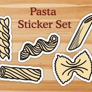 Pasta Sticker Set Vinyl Stickers 2 Handmade - Etsy
