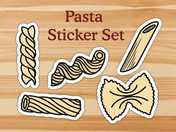 Pasta Sticker Set Vinyl Stickers 2 Handmade - Etsy
