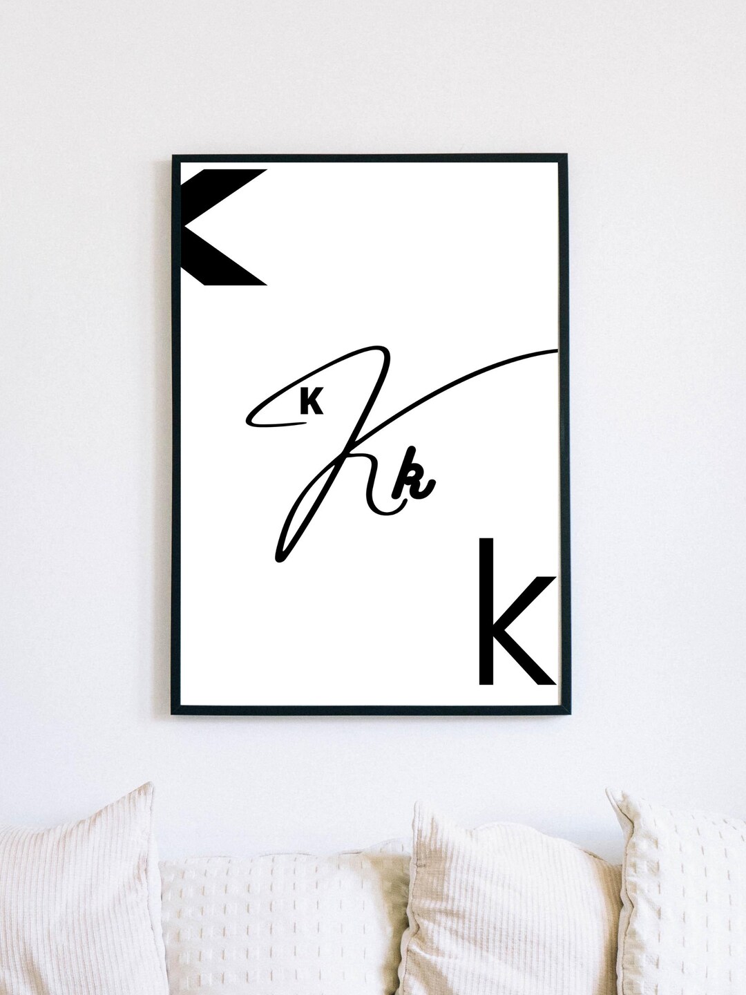 Modern Monogram Letter K Printable Wall Art Initial K Downloadable ...