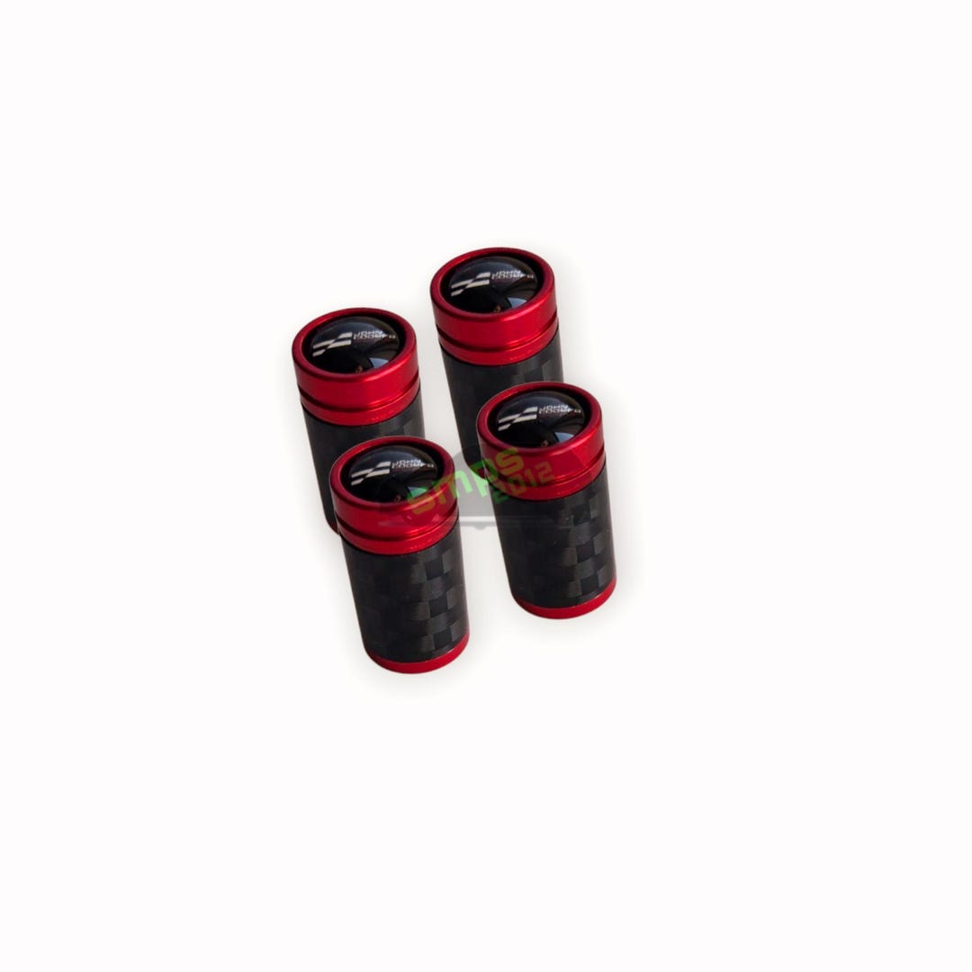 New Logo Red and Black Carbon Fibre Dust Valve Caps for MINI Cooper S ...
