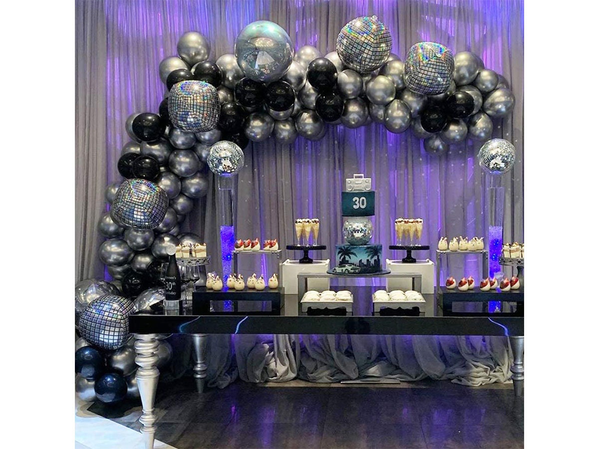 Negro y plata globo garland arco kit 139pcs 4D disco foil | Etsy
